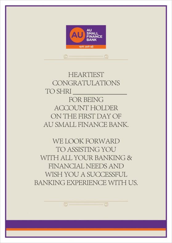 AU small finance bank – Branding. Advertising – And Things Like That, Inc.